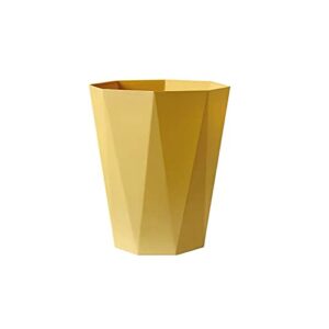 zentto polygon small trash can round plastic wastebasket, wastebasket garbage container bin for bathrooms, kitchens, home offices, kids rooms (mustard yellow-s)