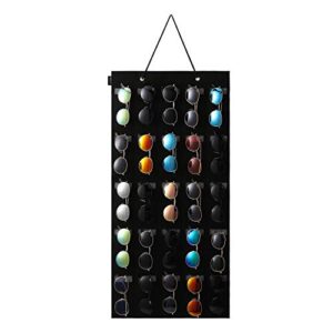 kgmcare sunglasses organizer storage- hanging eyeglasses wall pocket mounted,eyewear display,25 slots (black, large)