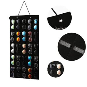 KGMCARE Sunglasses Organizer Storage- Hanging Eyeglasses Wall Pocket Mounted,Eyewear Display,25 Slots (Black, Large)