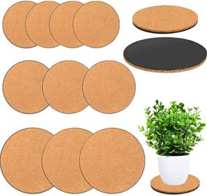 venyat 10 pieces 3 sizes cork plant coasters, 4/6/8 inch cork plant mats cork coasters for plants, plant coasters for house plants indoors (nude & black)