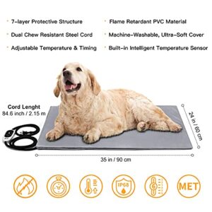 Toozey Pet Heating Pad, 6 Adjustable Temperature Dog Cat Heating Pad with Timer, Indoor Pet Heating Pads for Cats Dogs with Chew Resistant Cord, Electric Pads for Dogs Cats, Pet Heated Mat