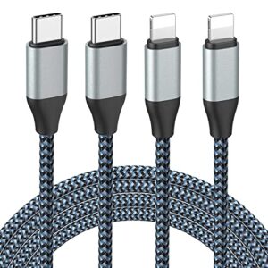 usb c to lightning cable, 10ft 2pack 20w mfi certified iphone fast charger sync nylon braided type c charging cord compatible with iphone 14/14plus/13/13mini/13promax/12/12pro max/11/11pro/xs