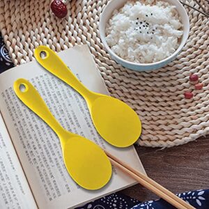 Silicone Rice Paddle Spoon Set of 2,Non Stick Heat Resistant Kitchen Gadge Rice Spoon,Rice Scooper,Rice Spatula,Rice Spoon Paddle,Rice Cooker Spoon,Works for Rice,Mashed Potato Or More (Yellow)