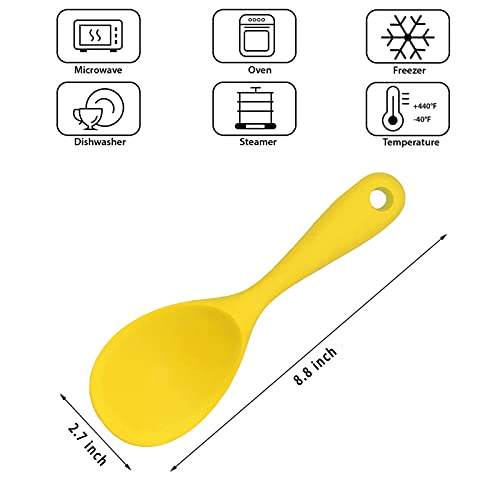 Silicone Rice Paddle Spoon Set of 2,Non Stick Heat Resistant Kitchen Gadge Rice Spoon,Rice Scooper,Rice Spatula,Rice Spoon Paddle,Rice Cooker Spoon,Works for Rice,Mashed Potato Or More (Yellow)