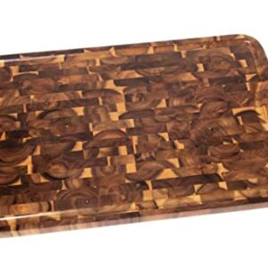 Lipper International 1260 Acacia Supreme End Grain Cutting and Carving Board with Juice Groove, 24" x 16" x 1"