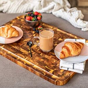 Lipper International 1260 Acacia Supreme End Grain Cutting and Carving Board with Juice Groove, 24" x 16" x 1"