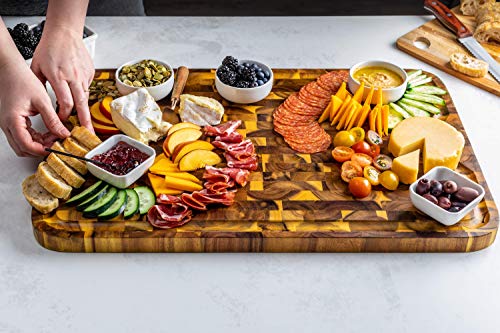 Lipper International 1260 Acacia Supreme End Grain Cutting and Carving Board with Juice Groove, 24" x 16" x 1"