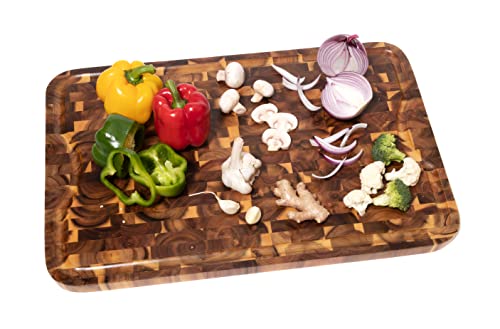 Lipper International 1260 Acacia Supreme End Grain Cutting and Carving Board with Juice Groove, 24" x 16" x 1"