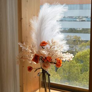 HRONG White Pampas Grass Decor Tall Fluffy-40〞Faux Grass Decor- 63 Branch 3 Pcs 220g Pampas for Room Kitchen Farm Wedding Christmas Decor