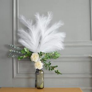 HRONG White Pampas Grass Decor Tall Fluffy-40〞Faux Grass Decor- 63 Branch 3 Pcs 220g Pampas for Room Kitchen Farm Wedding Christmas Decor