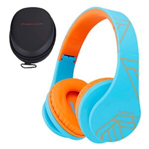 powerlocus kids headphones over-ear, bluetooth wireless headphones for kids,with microphone, safe 85db volume limited, foldable with carry case, audio cable, micro sd mode for online classes,pc,phones