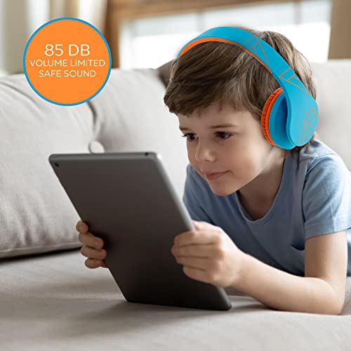 PowerLocus Kids Headphones Over-Ear, Bluetooth Wireless Headphones for Kids,with Microphone, Safe 85DB Volume Limited, Foldable with Carry Case, Audio Cable, Micro SD mode for Online Classes,PC,Phones