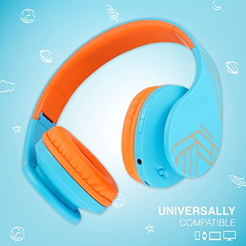 PowerLocus Kids Headphones Over-Ear, Bluetooth Wireless Headphones for Kids,with Microphone, Safe 85DB Volume Limited, Foldable with Carry Case, Audio Cable, Micro SD mode for Online Classes,PC,Phones