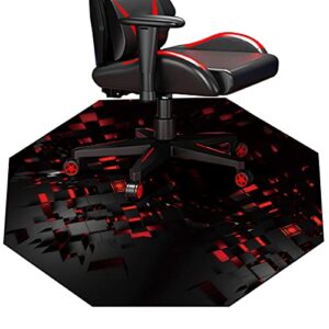 51" x 51" large gaming chair mat, natural rubber computer chair mat for hard floor, game floor protector for hardwood floor, soft/non-slip/scratch-resistant & washable (octagon-3d)