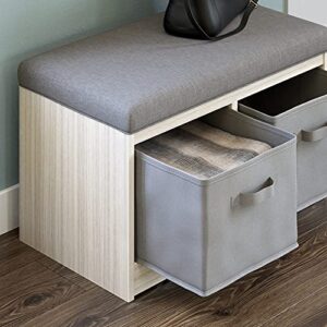 Signature Design by Ashley Blariden Upholstered Storage Bench with Removable Baskets, Gray