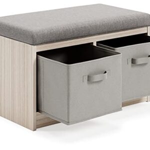 Signature Design by Ashley Blariden Upholstered Storage Bench with Removable Baskets, Gray