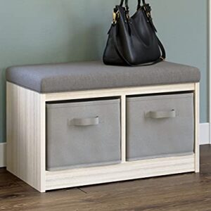 Signature Design by Ashley Blariden Upholstered Storage Bench with Removable Baskets, Gray