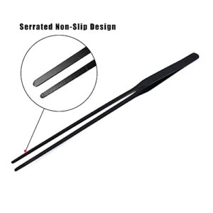 WOLEDOE Snake Feeding Tongs, 2Pcs Long Tongs Tweezers, Suit for Ball Python, Spider, Snakes, Lizards, Rose Hair Tarantula, Chameleon, Leopard Geckos - Black