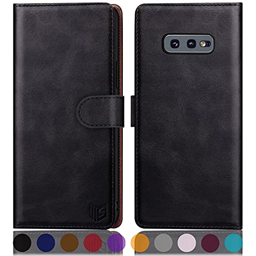 SUANPOT for Samsung Galaxy S10e 5.8"(Non S10 6.2") with RFID Blocking Leather Wallet case Credit Card Holder,Flip Folio Book Phone case Shockproof Cover Women Men for Samsung S10e case Wallet Black