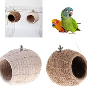 Litewoo Bird Breeding Nest Warm Rope Bed House for Small Medium Bird Parrot Parakeet Conure Cockatiel Canary Finch Lovebird Budgie (D: Hemp Rope)