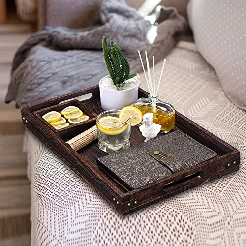 Christmas Decorative Tray ,7 Pack Ottoman Serving Trays for Coffee Table, Large Couch Tray and Sofa Serving Tray，Serve and Display Appetizers, Bar Food Platter, and Rustic Farmhouse Home Decor Tray