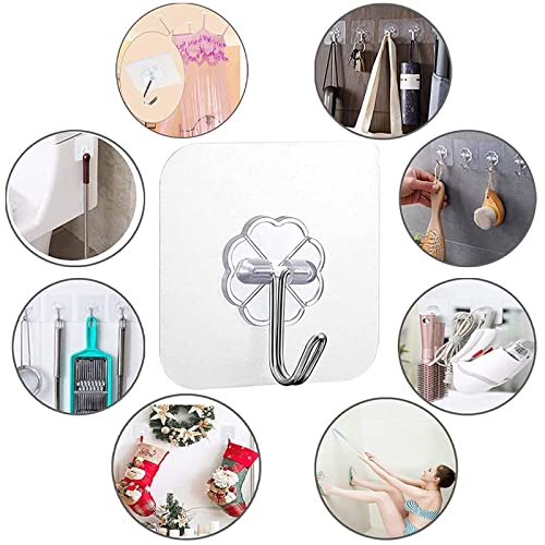 starsea Self Adhesive Hooks, 26 Pack Heavy Duty Anti-Skid Traceless Sticky Hook(Max 22lb), Waterproof Sticky Handy Hooks for Kitchen/Clothes/Office/Closet/Bathroom/Ceiling/Hanger