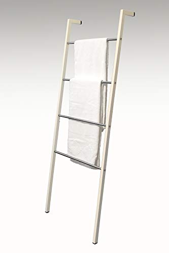 Asta Metal Towel Ladder with 4-Tier Stainless Steel Storage Rungs. Powder-Coated Metal Storage Rack for Bathroom, Bedroom and Laundry Room. B601 (Light Beige)