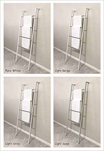 Asta Metal Towel Ladder with 4-Tier Stainless Steel Storage Rungs. Powder-Coated Metal Storage Rack for Bathroom, Bedroom and Laundry Room. B601 (Light Beige)