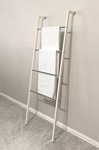 Asta Metal Towel Ladder with 4-Tier Stainless Steel Storage Rungs. Powder-Coated Metal Storage Rack for Bathroom, Bedroom and Laundry Room. B601 (Light Beige)