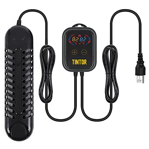 Submersible Aquarium Heater, 800W/1200W fish tank heater, double tube heating, rapid heating and energy saving, LED digital temperature controller, suitable for sea water and fresh water(1200W)