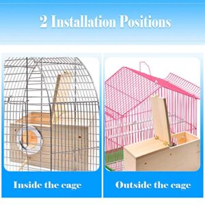 XonyiCos Wood Bird Nest for Cage, Parrot Nest Breeding Box, Pet House for Parakeet Budgie Cockatiel Lovebirds, Nesting Box with Perches, Feeder, Waterer, Natural Coconut Fiber (M(5.1x5.1x9.6in))