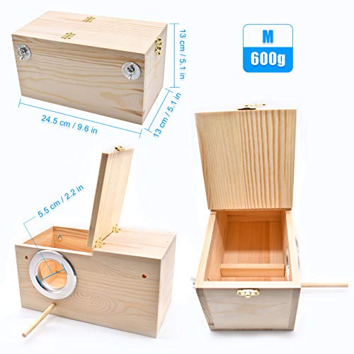 XonyiCos Wood Bird Nest for Cage, Parrot Nest Breeding Box, Pet House for Parakeet Budgie Cockatiel Lovebirds, Nesting Box with Perches, Feeder, Waterer, Natural Coconut Fiber (M(5.1x5.1x9.6in))