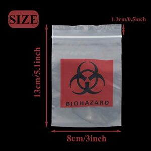 Biohazard Specimen Bags Laboratory Sample Bag with Biohazard Logo Printing Zip Lock Top Plastic Pouch Bags Printed Polyethylene Transport Bags for Shipping Packaging Specimens 3 x 5 inch (Pack of 400)