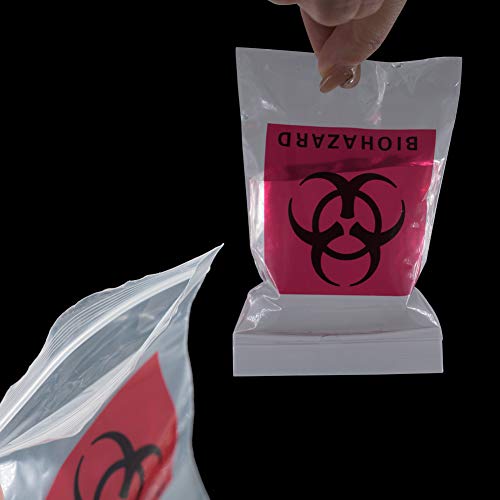 Biohazard Specimen Bags Laboratory Sample Bag with Biohazard Logo Printing Zip Lock Top Plastic Pouch Bags Printed Polyethylene Transport Bags for Shipping Packaging Specimens 3 x 5 inch (Pack of 400)