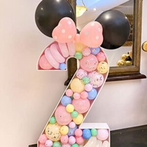 Mosaic Balloon Frame Marquee Light Up Numbers 2 Pre-Cut Large Foam Board Sign Cut-out for Boy Girl Birthday Backdrop Anniversary Decoration