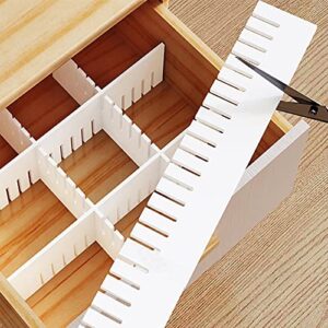 30pcs drawer dividers, drawer divider adjustable diy storage organizer, thicken drawer organizers, organize dresser cosmetics, tools drawer organizers divider white