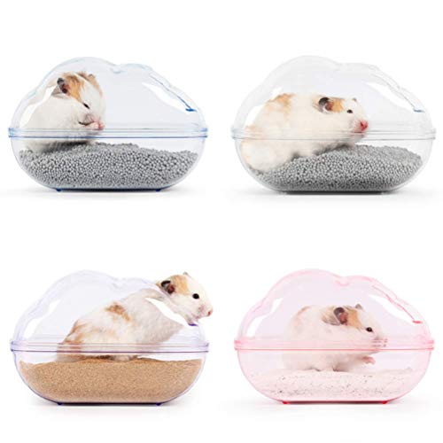 BUCATSTATE Sand Bath Container for Hamster Large Transparent Hamster Toilet with Scoop Dwarf Sandbox Dust Bathtub Small Animals Bathroom Hamster Cage Accessories (Transparent, Large)