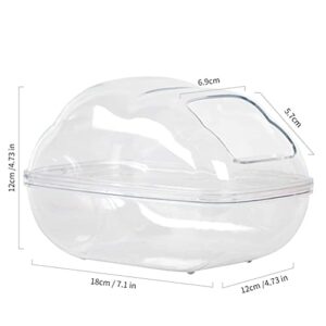 BUCATSTATE Sand Bath Container for Hamster Large Transparent Hamster Toilet with Scoop Dwarf Sandbox Dust Bathtub Small Animals Bathroom Hamster Cage Accessories (Transparent, Large)