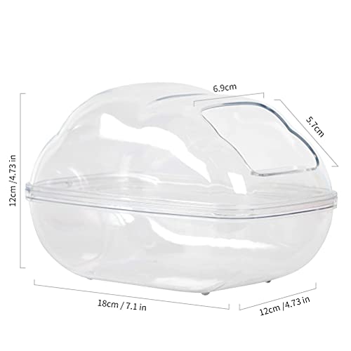 BUCATSTATE Sand Bath Container for Hamster Large Transparent Hamster Toilet with Scoop Dwarf Sandbox Dust Bathtub Small Animals Bathroom Hamster Cage Accessories (Transparent, Large)