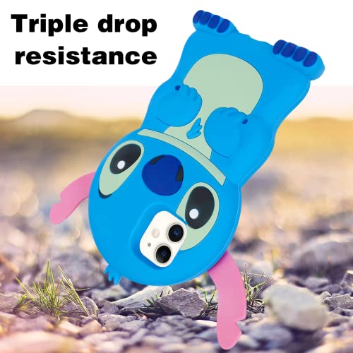 Lupct Blue Silicone Case for iPhone 11 3D Cartoon Animal Cute Funny Soft Cases Kawaii Character Cover, Fun Cool Skin Shell for Kids Teens Girls Boys for iPhone 11