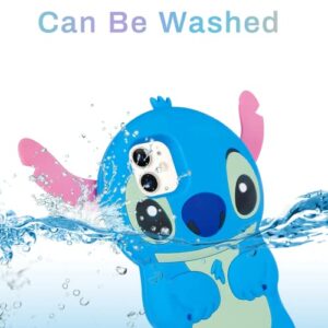 Lupct Blue Silicone Case for iPhone 11 3D Cartoon Animal Cute Funny Soft Cases Kawaii Character Cover, Fun Cool Skin Shell for Kids Teens Girls Boys for iPhone 11