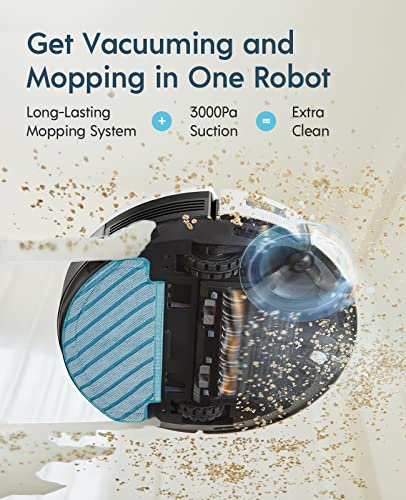 Yeedi vac Station Robot Vacuum and Mop,Self Emptying 3 in1,3000Pa Suction, 200Mins Runtime with Clean Schedule,Smart Mapping and Carpest Detection,Virtual Boundary