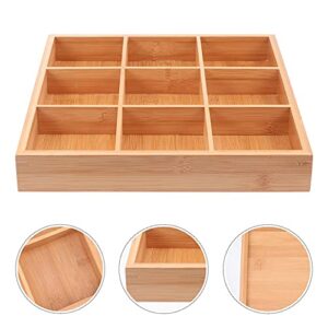 Cabilock Veggie Tray Bamboo Serving Tray Divided Platter Wooden Food Server with Handle Candy Bowl Sushi Plate 9 Compartments for Japanese Taco Dip Parties Chip Bowls for Parties