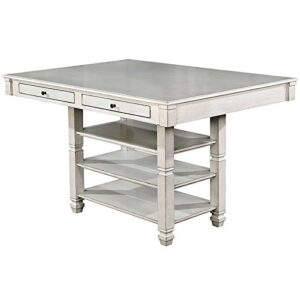 bowery hill wood counter height extendable table in antique white