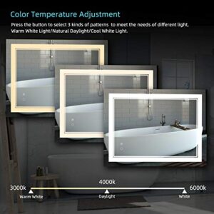 24" x 32" LED Bathroom Mirror Wall-Mounted Vanity Anti-Fog Mirror Dimmable Adjustable Light LED Makeup Mirror Vertical/Horizontal