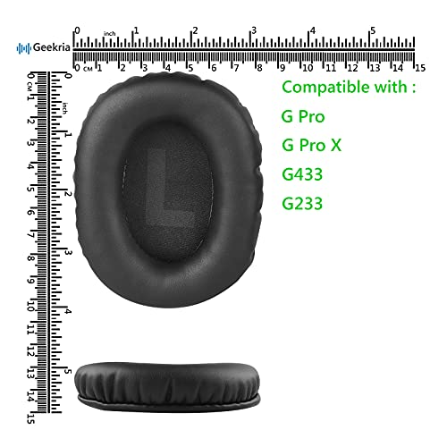 Geekria QuickFit Replacement Ear Pads for Logitech G Pro, G Pro X, G433, G233 Headphones Earpads, Headset Ear Cushion Repair Parts (Black)