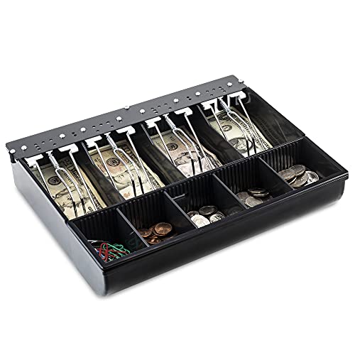 Cash Drawer Tray - 11.7 x 10.3 x 2.3 Inch Cash Register Insert - 4 Bill / 5 Coin Replacement Cash Tray for Volcora 13” Fully-Removable Drawers - Stainless Steel Currency Compartment Money Storage