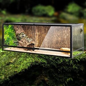 REPTI ZOO 67 Gallon Reptile Large Terrarium Newly Upgraded All Glass 48" x 18" x 18" Double Hinge Door with Top Ventilation Reptile Terrarium(Knock-Down)