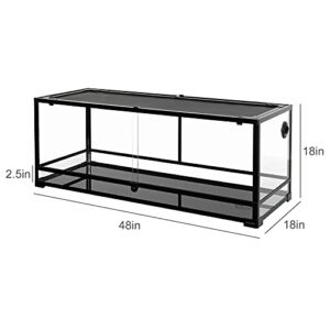 REPTI ZOO 67 Gallon Reptile Large Terrarium Newly Upgraded All Glass 48" x 18" x 18" Double Hinge Door with Top Ventilation Reptile Terrarium(Knock-Down)