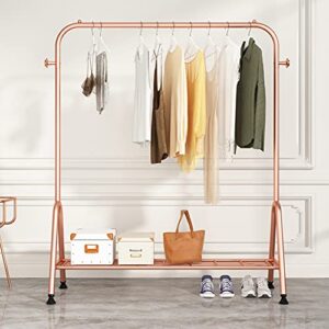 akdxm metal hanger drying rack independent coat rack weighing 90kg clothes rail with rail 4 hooks multifunctional practical bedroom single-pole hanger suitable small spaces,rose gold,120x41x150cm